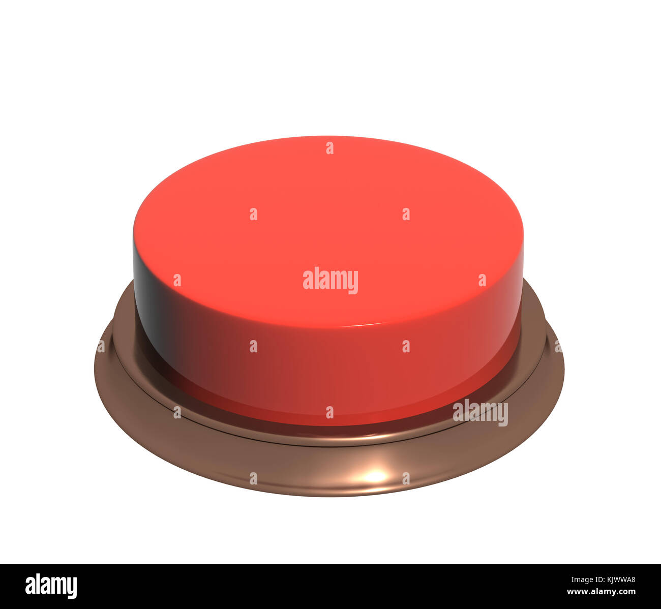 Button of red color. Object isolated on white background. 3d render ...