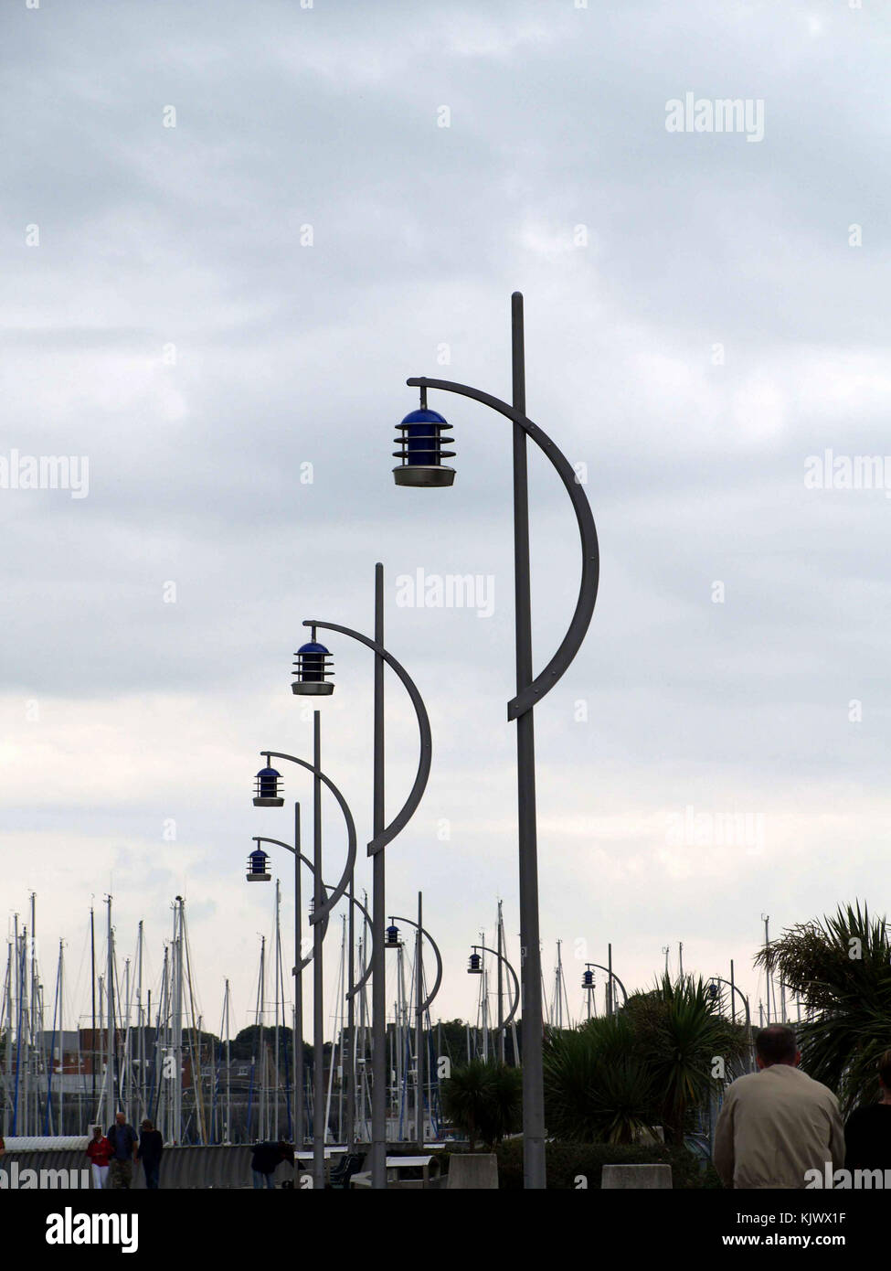Promenade lighting along waterfront at Gosport, Hampshire, England, UK ...