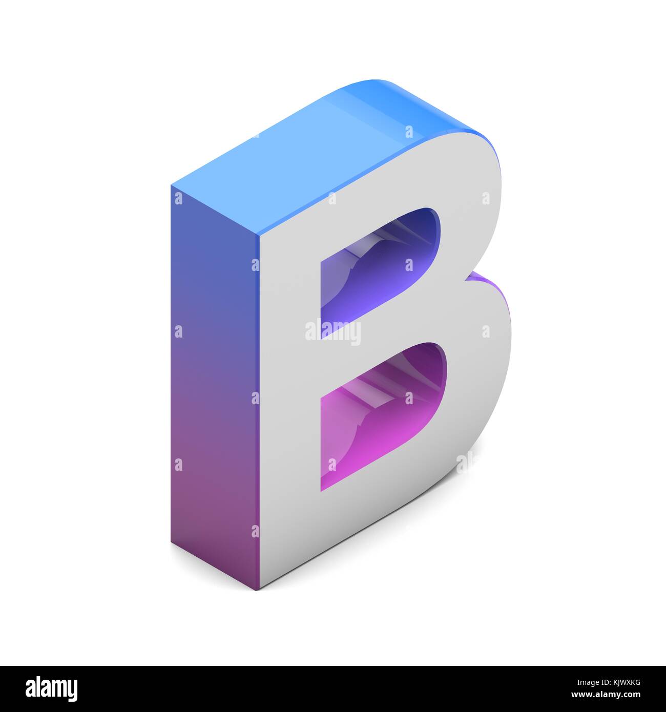 Letter B. Isometric lettering font with pink blue gradient Stock Photo ...