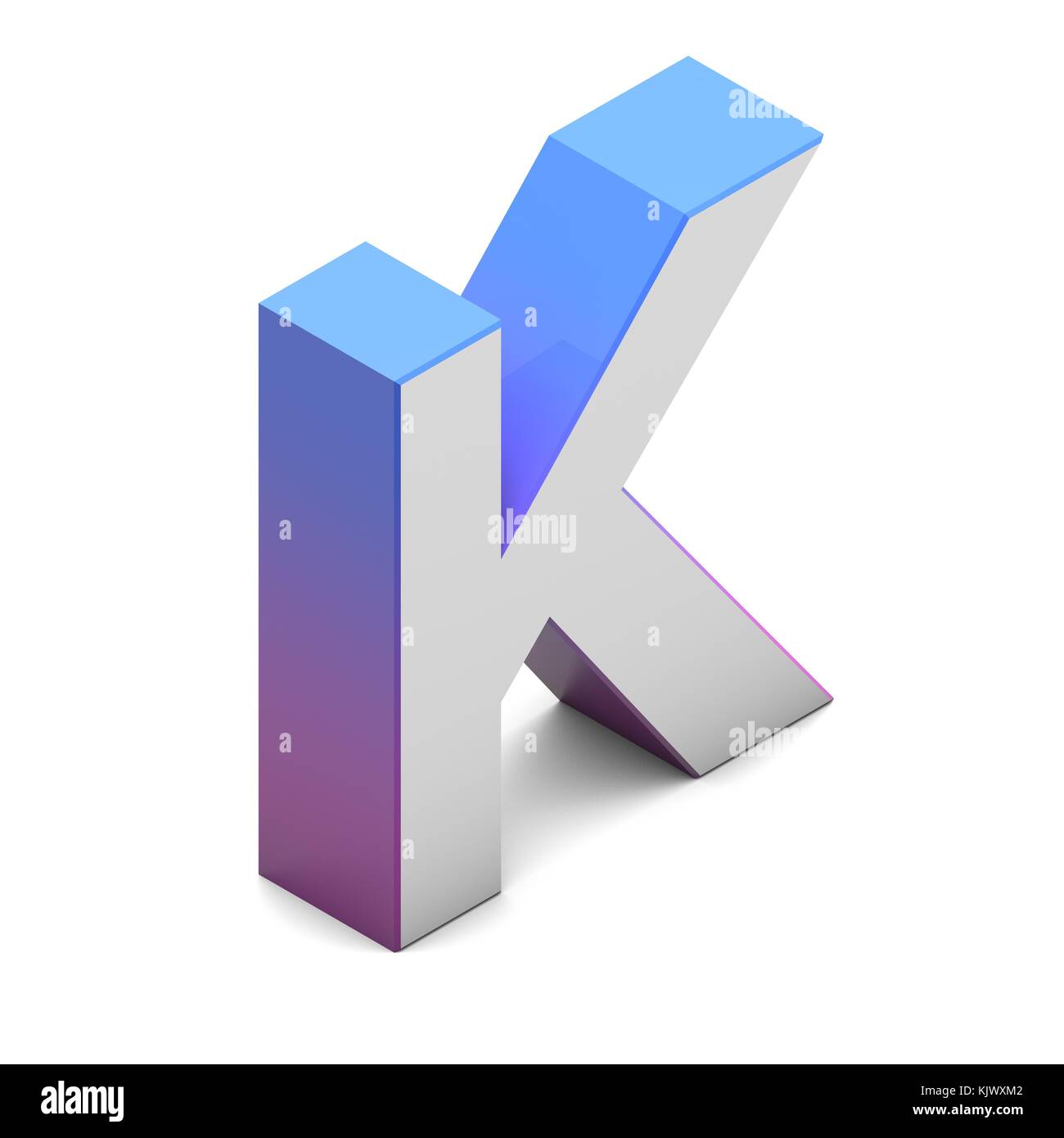 Letter K. Isometric lettering font with pink blue gradient Stock Photo ...