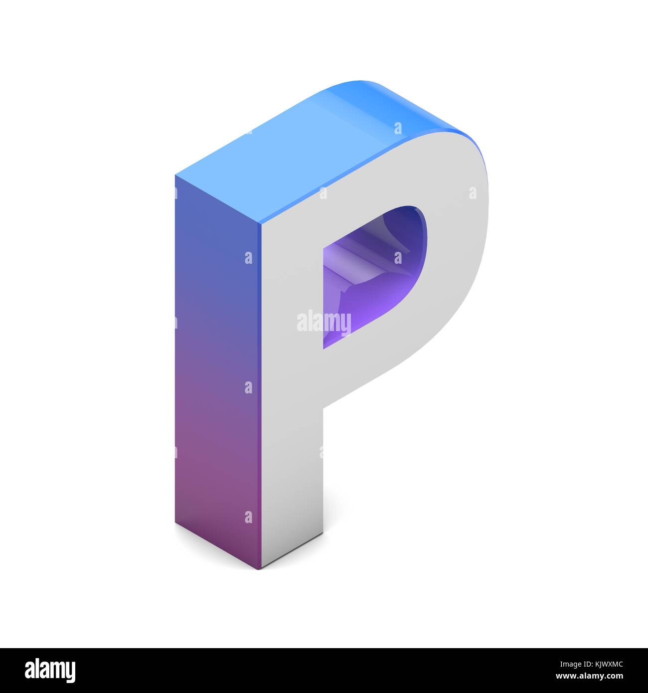 Letter P. Isometric lettering font with pink blue gradient Stock Photo ...