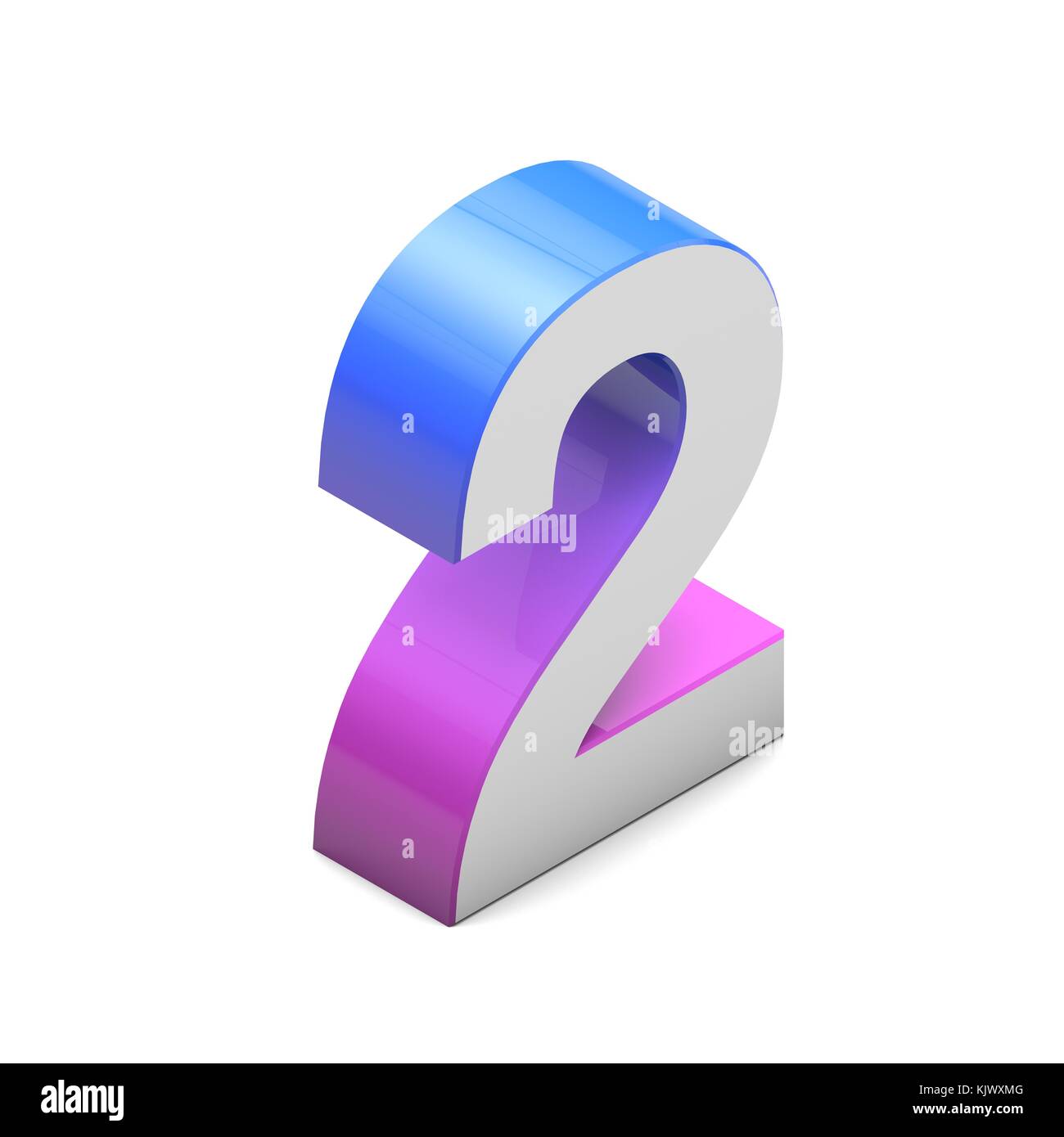 Number 2. Isometric lettering font with pink blue gradient Stock Photo ...