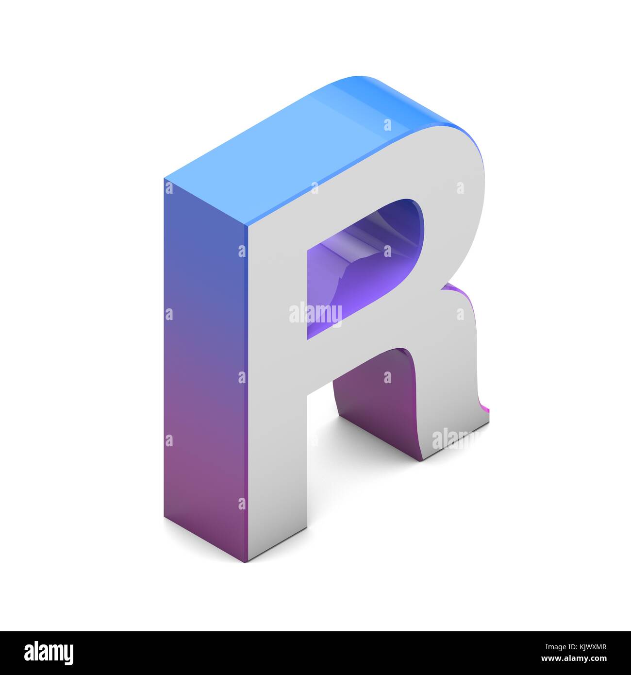 Letter R. Isometric lettering font with pink blue gradient Stock Photo ...