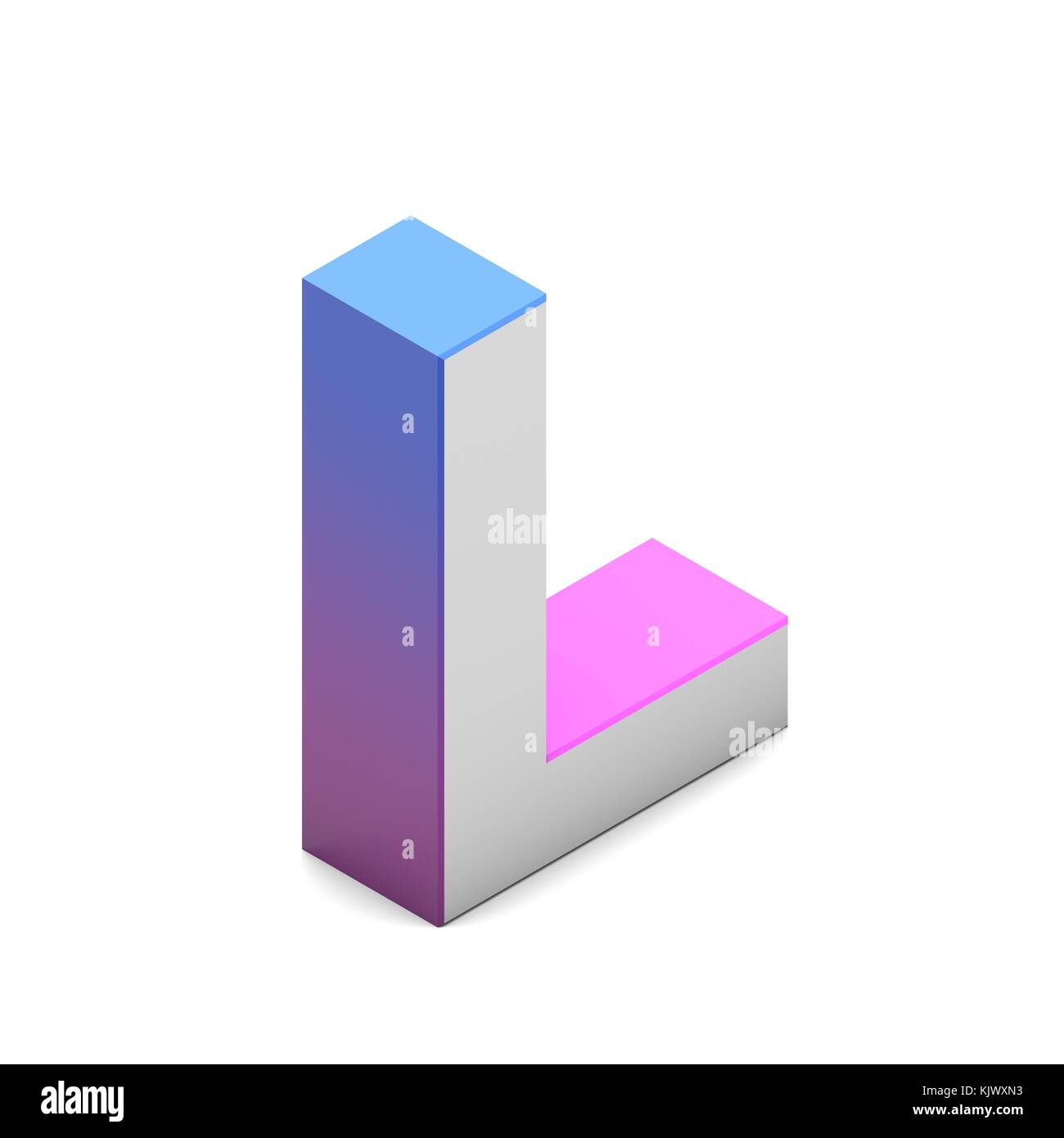 Letter L. Isometric lettering font with pink blue gradient Stock Photo ...
