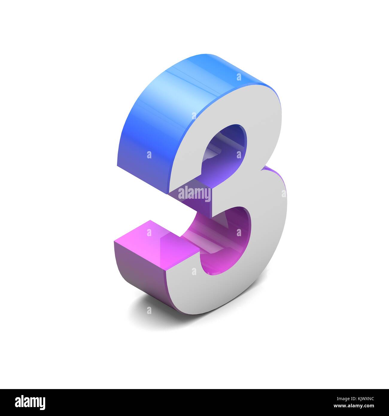 Number 3. Isometric lettering font with pink blue gradient Stock Photo ...