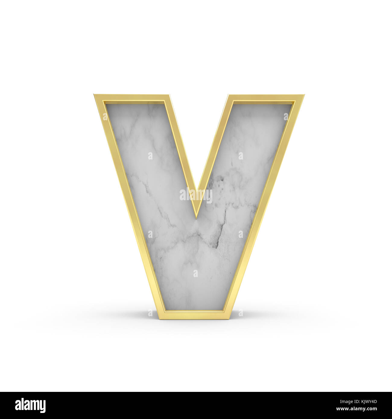 Letter V. Marble and gold lettering font. 3D Rendering Stock Photo - Alamy