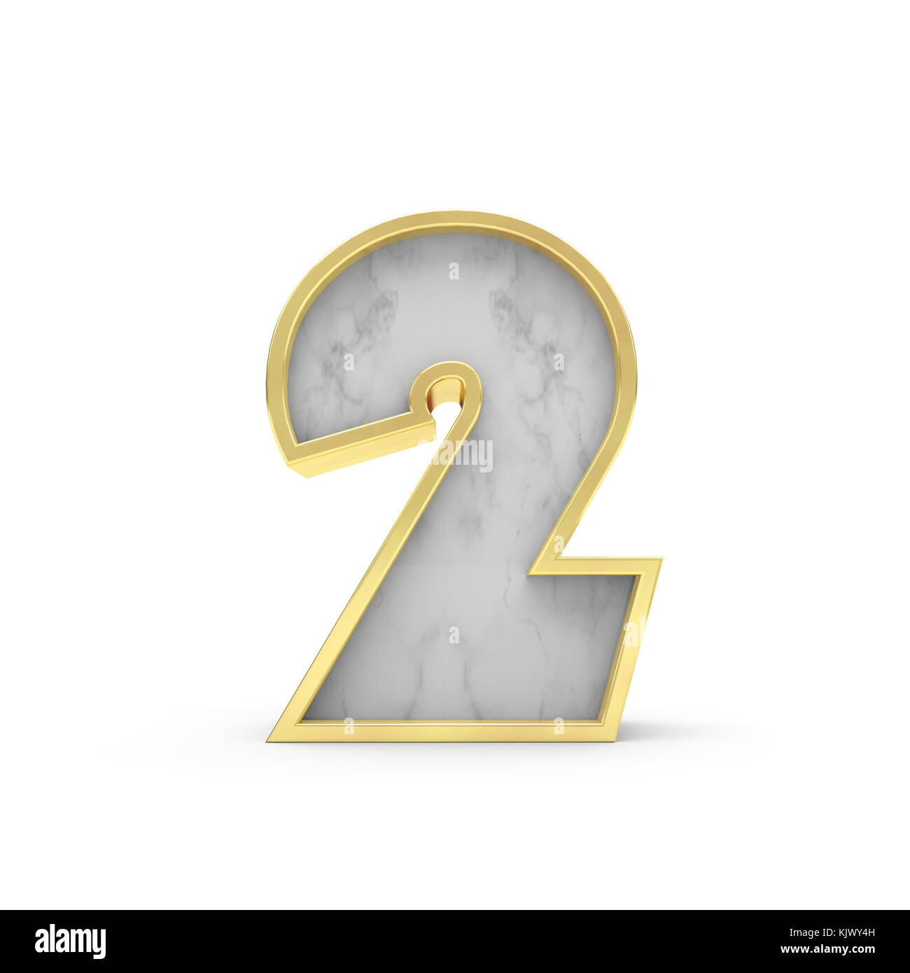 Number 2. Marble and gold lettering font. 3D Rendering Stock Photo - Alamy