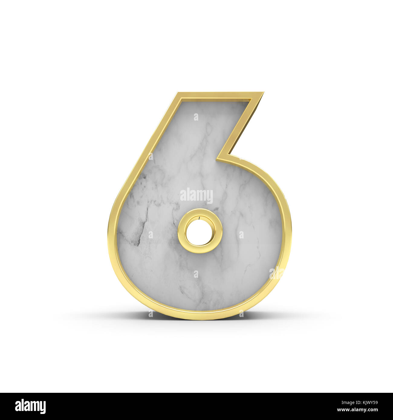 Number 6. Marble and gold lettering font. 3D Rendering Stock Photo - Alamy
