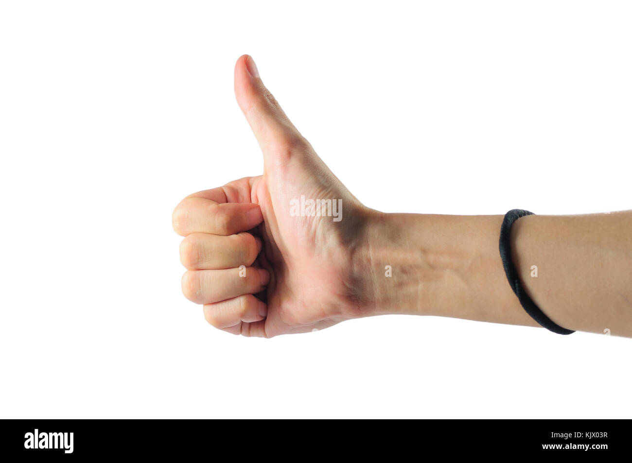 Beautiful female hand isolated on white background, asian, yellow skin ...