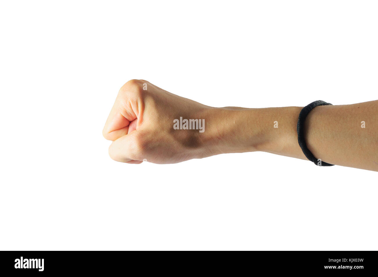 Beautiful female hand isolated on white background, asian, yellow skin ...