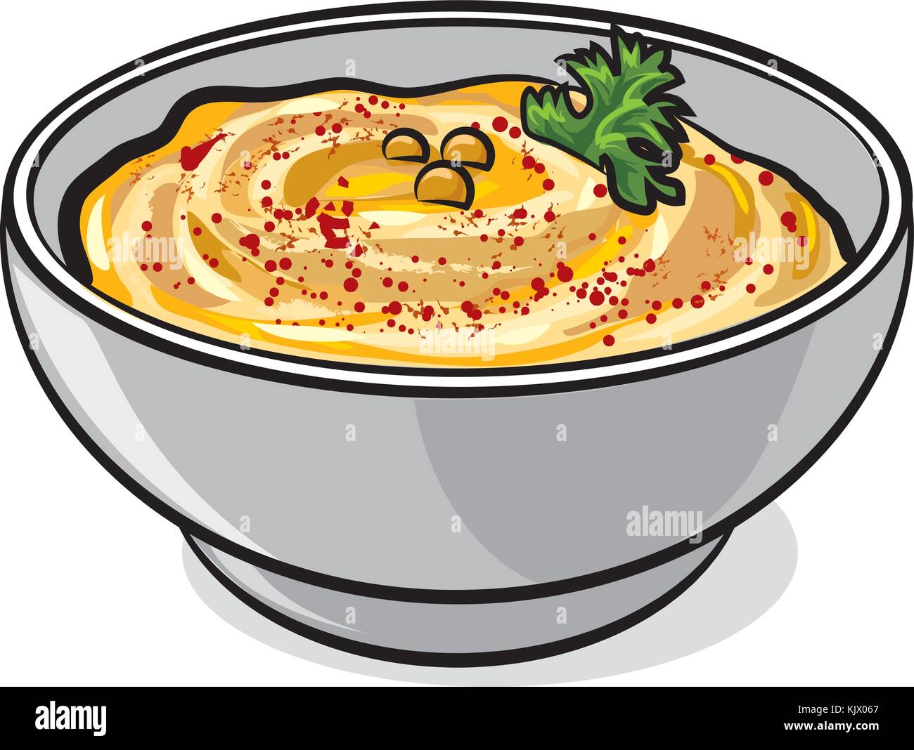 illustration of traditional eastern dish humus in bowl Stock Vector ...