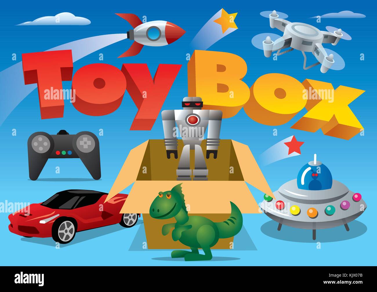 concept illustration of toy box for advertising banner Stock Vector ...