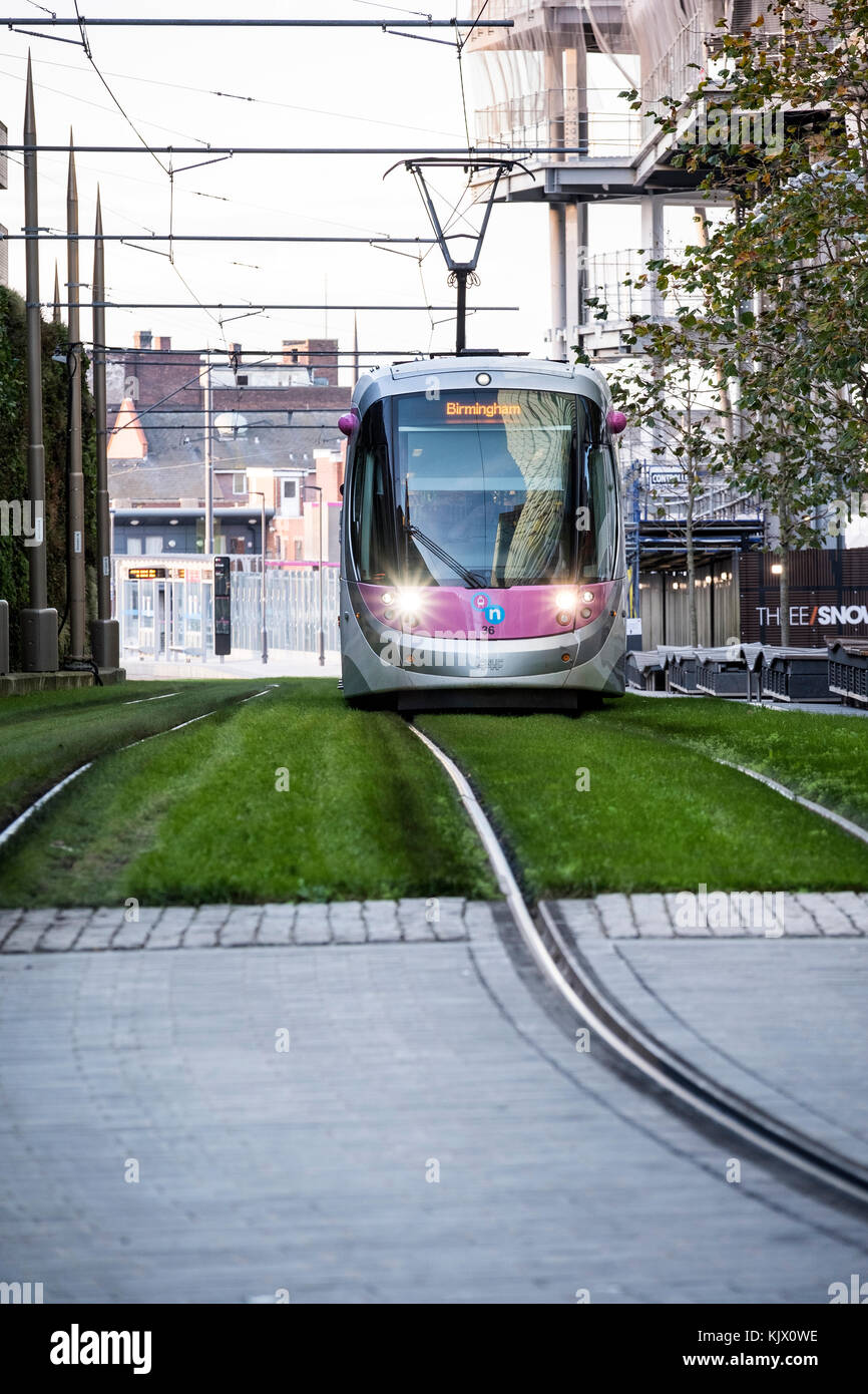 Birmingham tram line and commercial buildings at Snow Hill Stock Photo ...