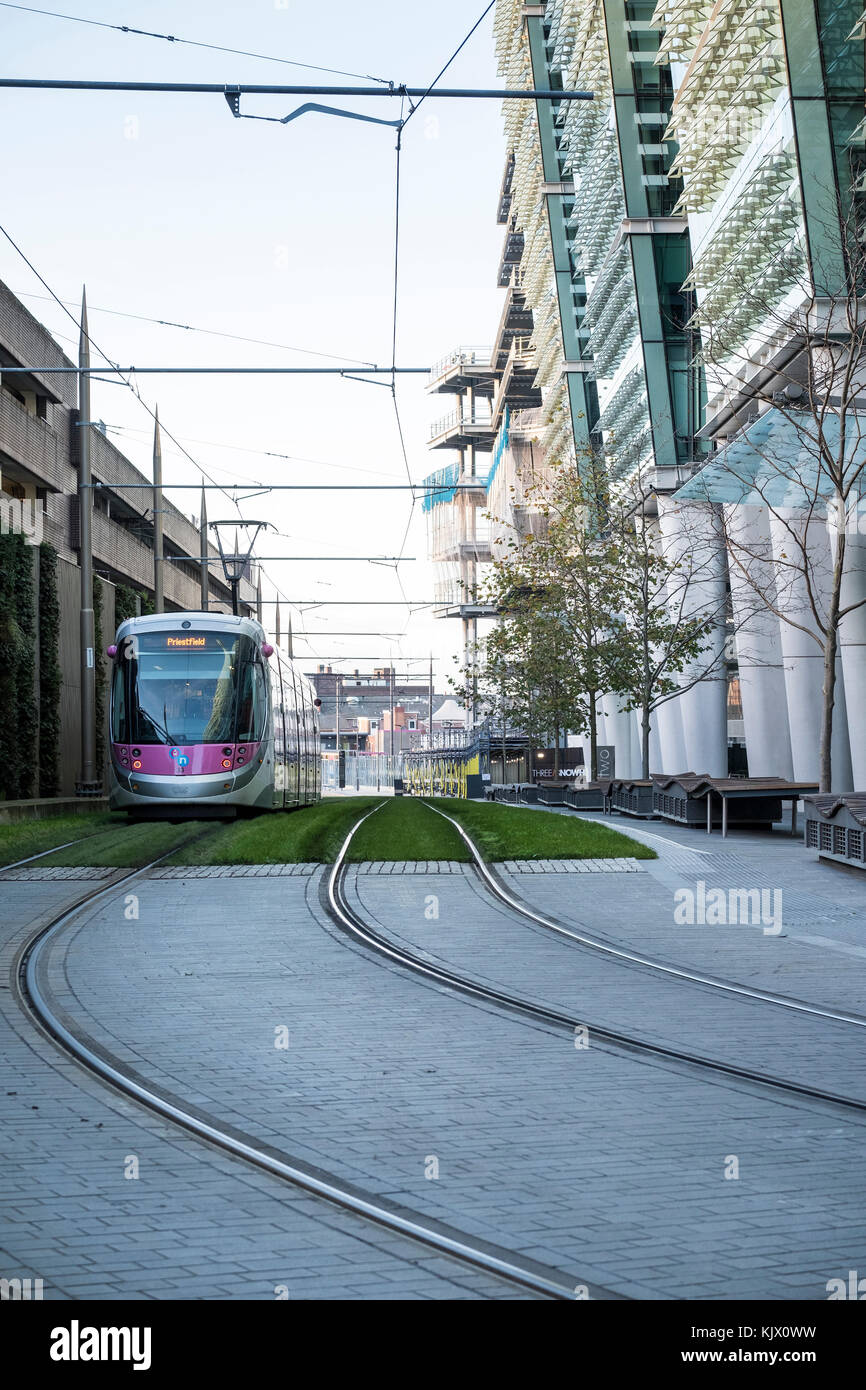 Birmingham tram line and commercial buildings at Snow Hill Stock Photo ...