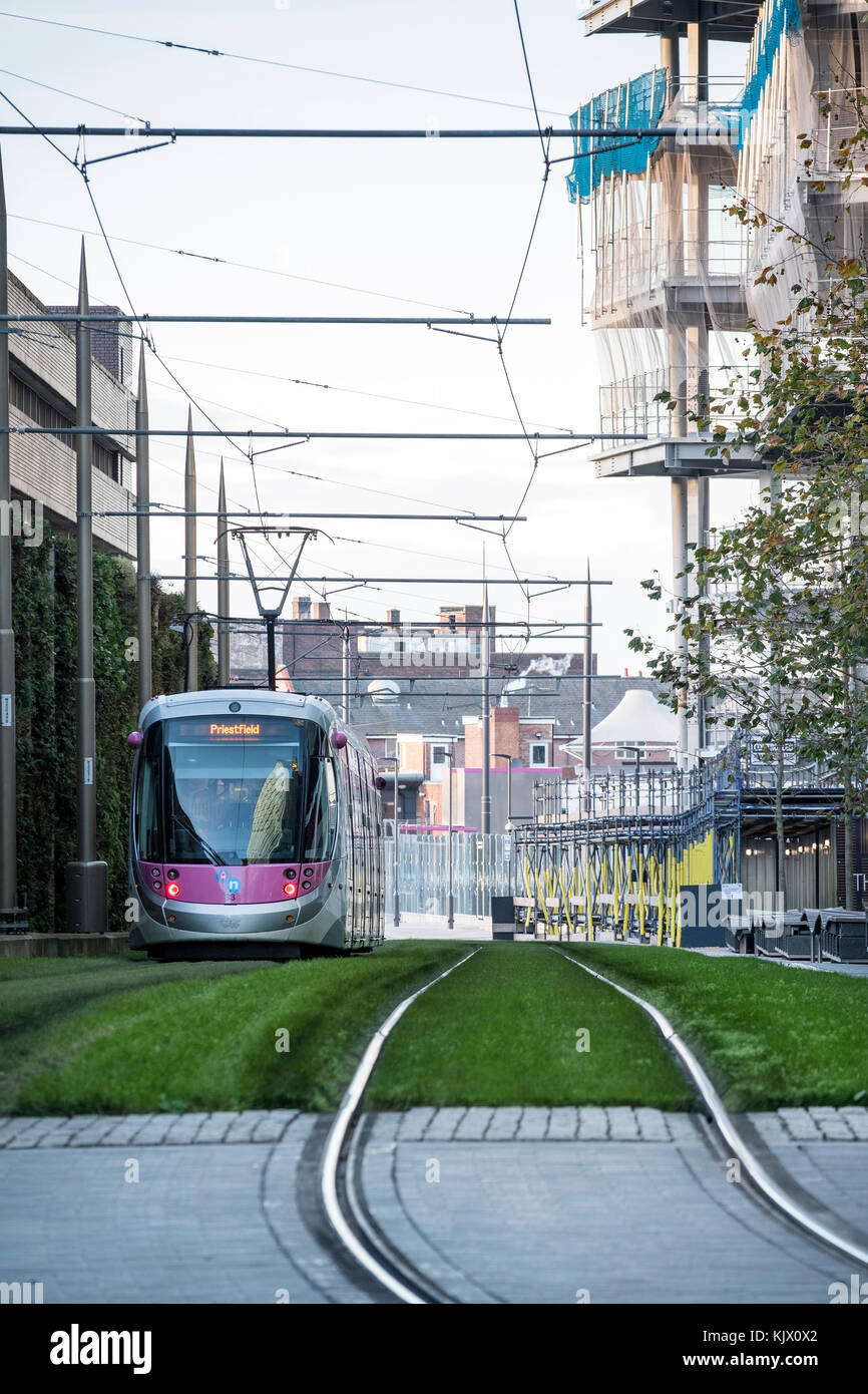 Birmingham tram line and commercial buildings at Snow Hill Stock Photo ...