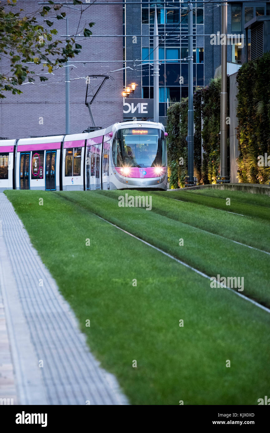Birmingham tram line and commercial buildings at Snow Hill Stock Photo ...