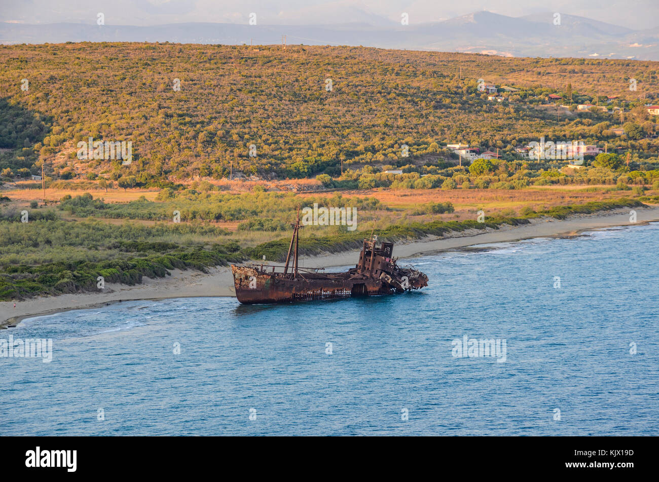 The famous Shipwreck Agios Dimitrios near Gytheio. Laconia - Greece ...