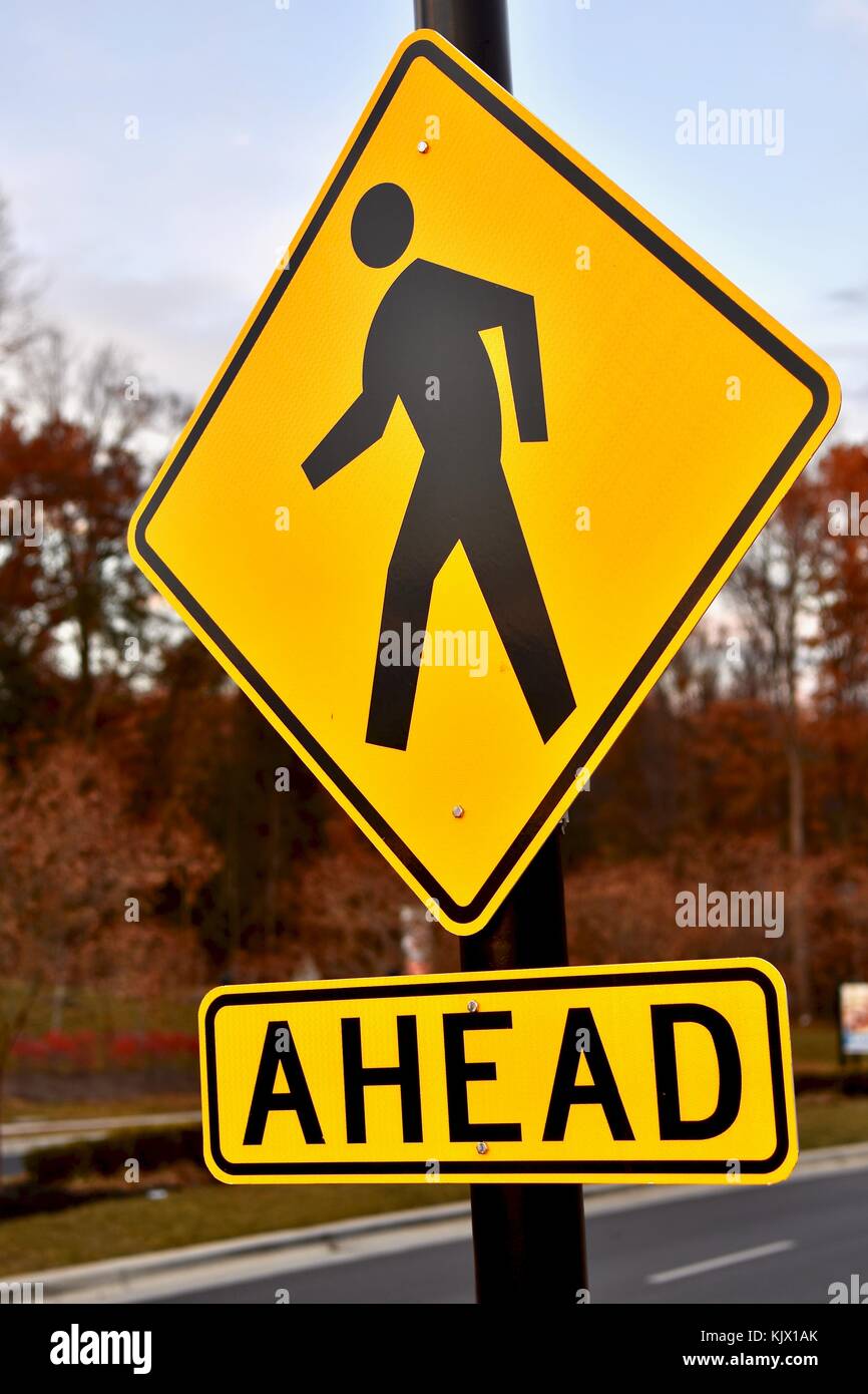 Crosswalk ahead sign Stock Photo - Alamy