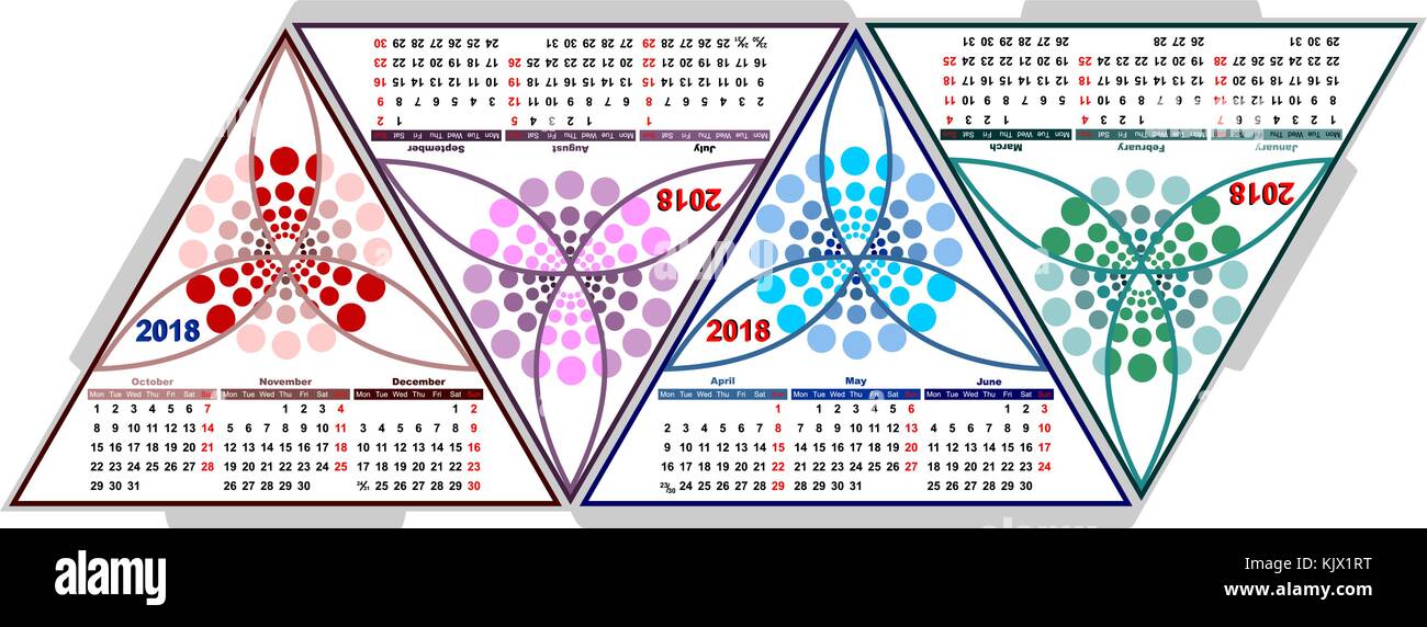 The model of the volumetric triangular calendar Stock Vector Image ...