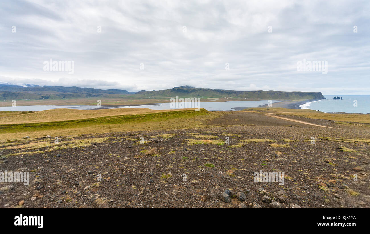 travel to Iceland - Dyrholaey cape and volcanic beach near Vik I Myrdal ...