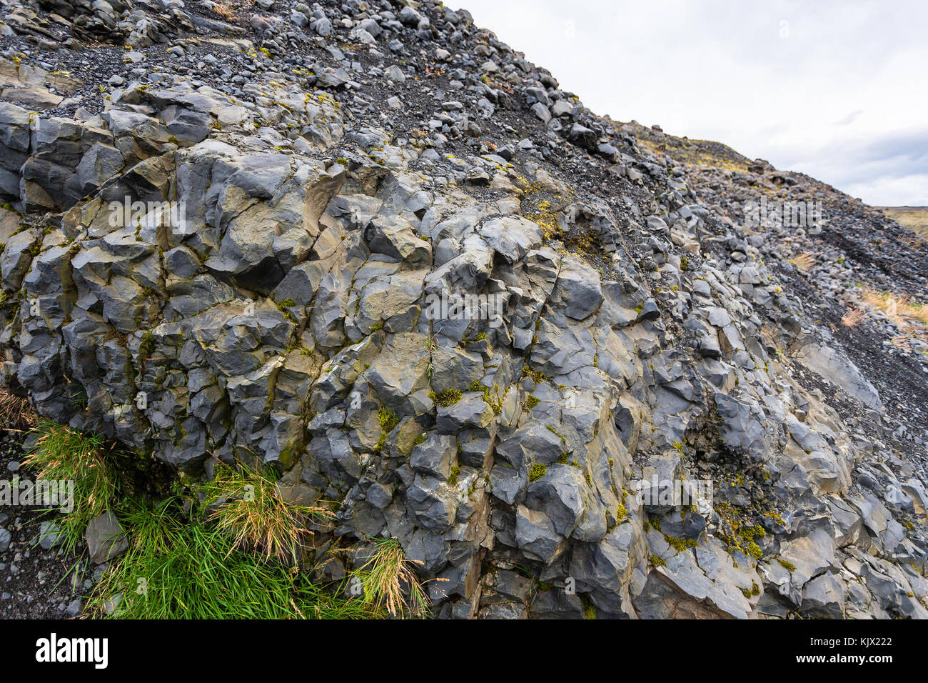 travel to Iceland - volcanic walls of valley of Solheimajokull glacier ...