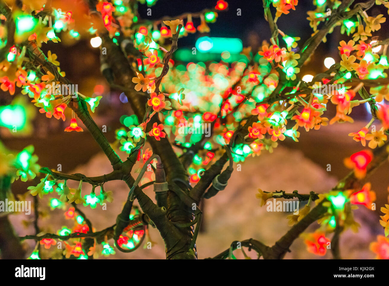 glowing bright tree colors night Christmas mood Stock Photo - Alamy