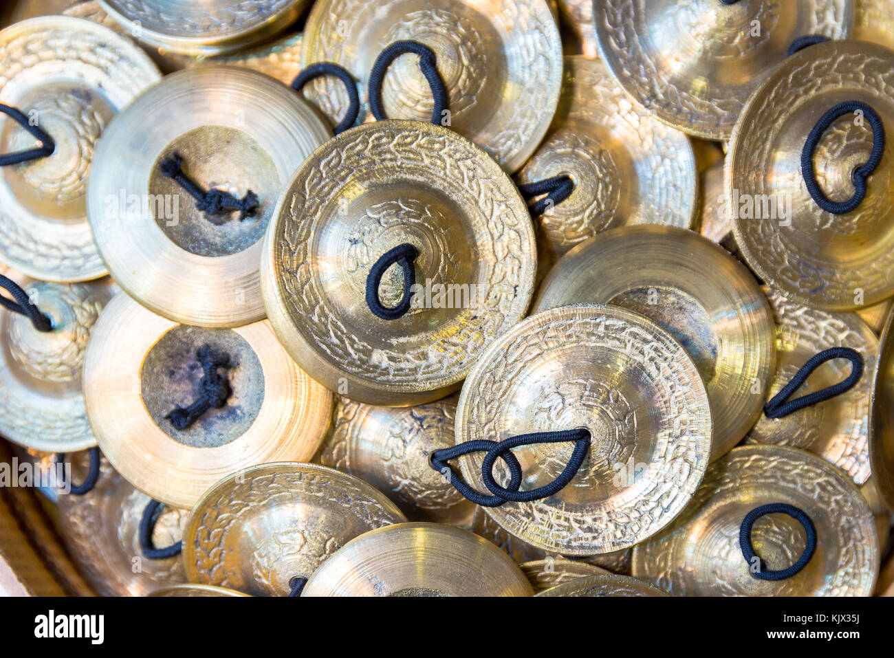 Many Traditional Turkish copper or metallic bells for belly dancing are ...