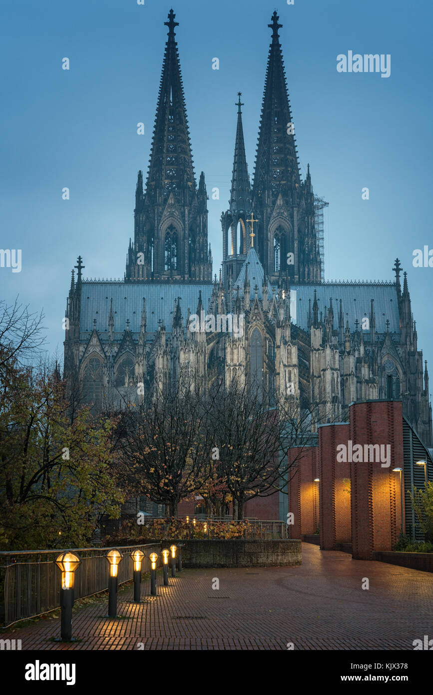 Cathedral of Cologne in the early morning hours, Germany, Europe Stock ...