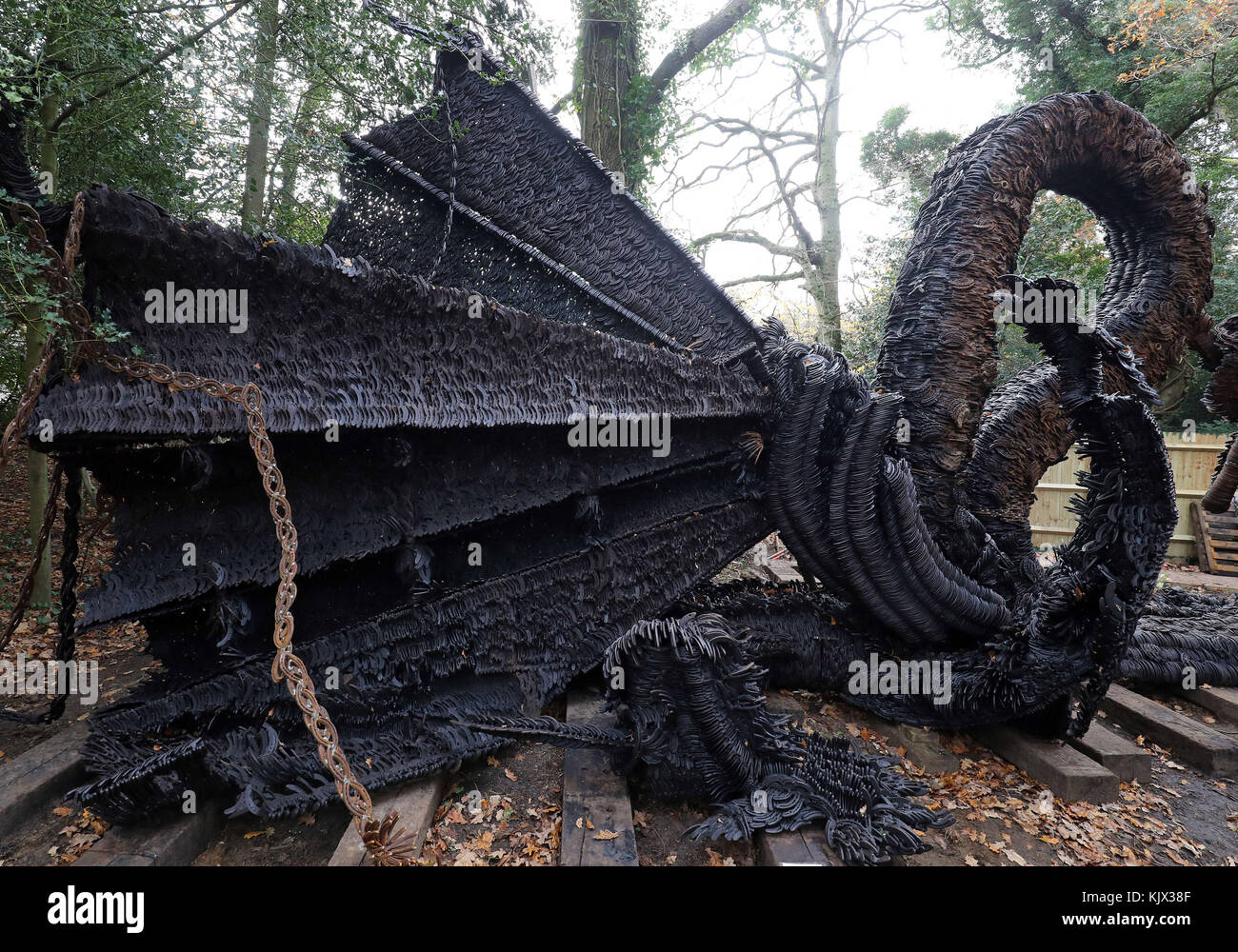 A dragon sculpture created by artist Jim Poolman from more than 50,000 ...