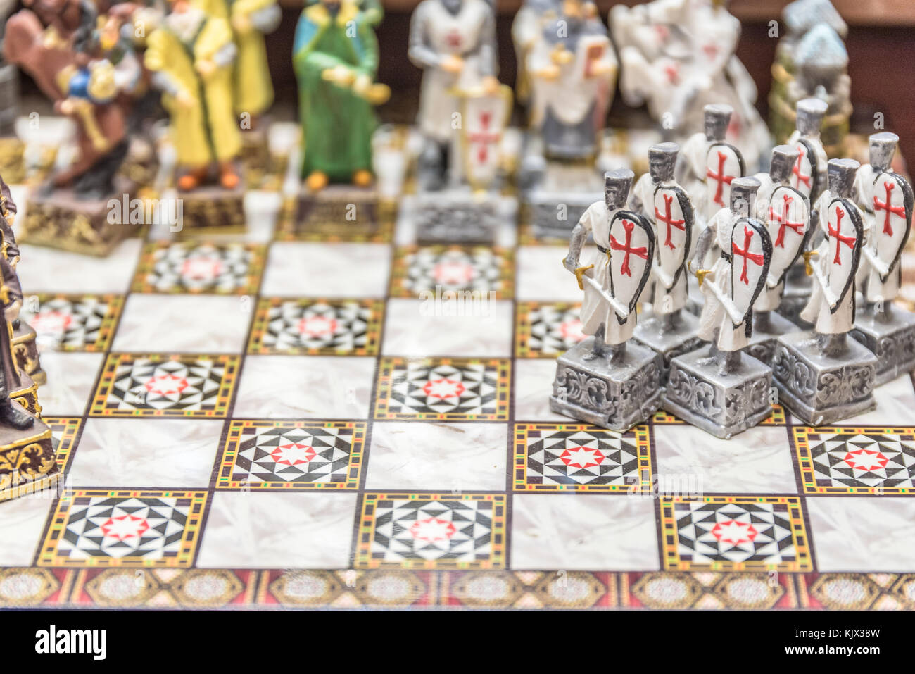 Decorative hand made brass,metal chess with the colorful painted ...