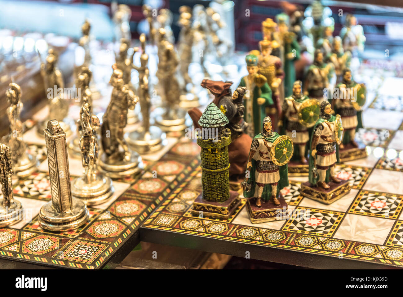 Decorative hand made brass,metal chess with the colorful painted ...