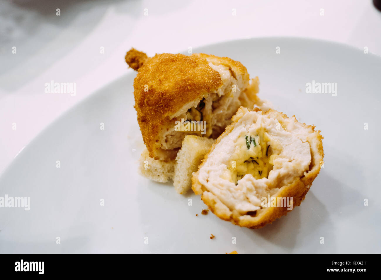 a Chicken Kiev served in a restaurant in Kiev, Ukraine Stock Photo - Alamy