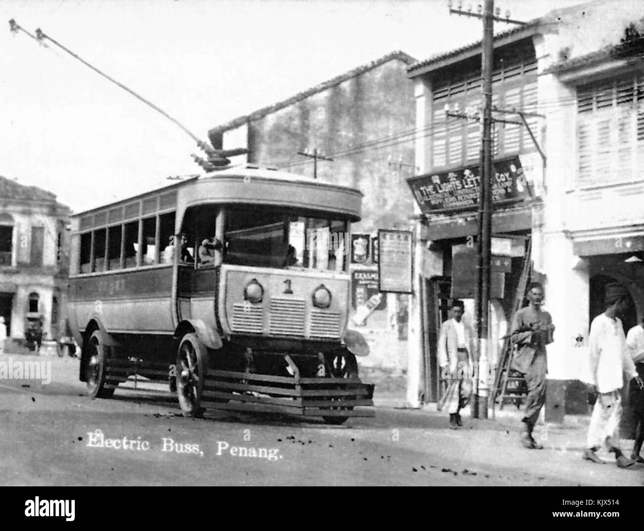 George Town trolleybus number 1 ca. 1926 Stock Photo - Alamy