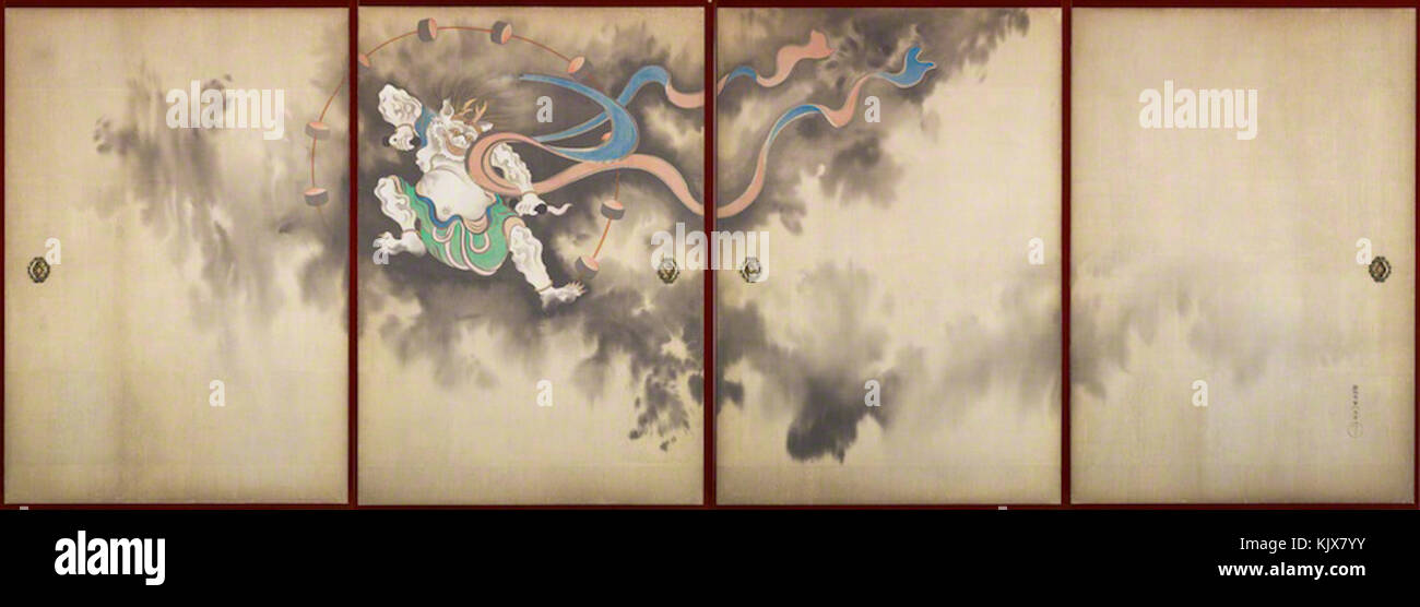 Wind God and Thunder God (left screen Stock Photo - Alamy