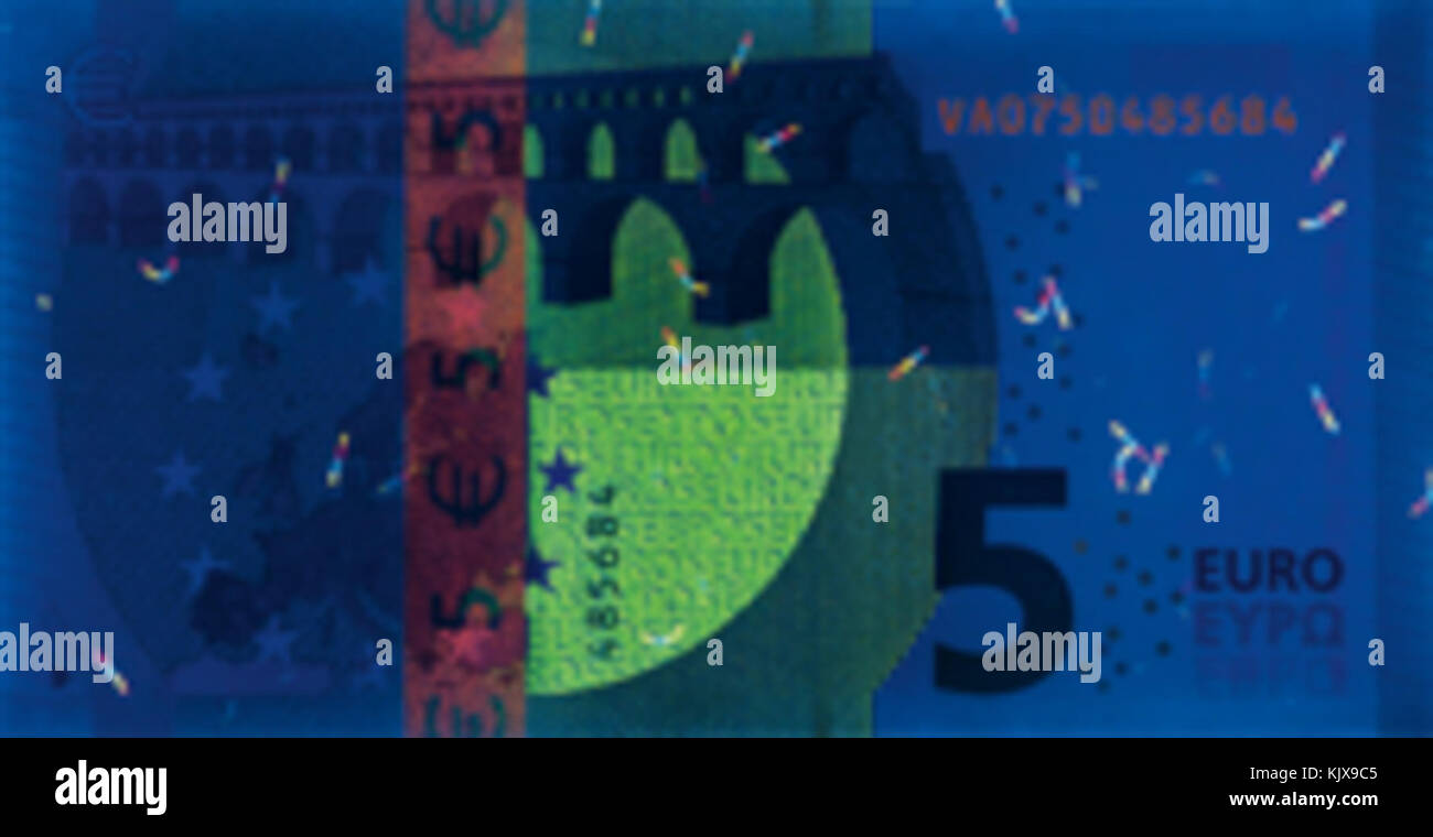 5 euro UV light back 2S Stock Photo - Alamy