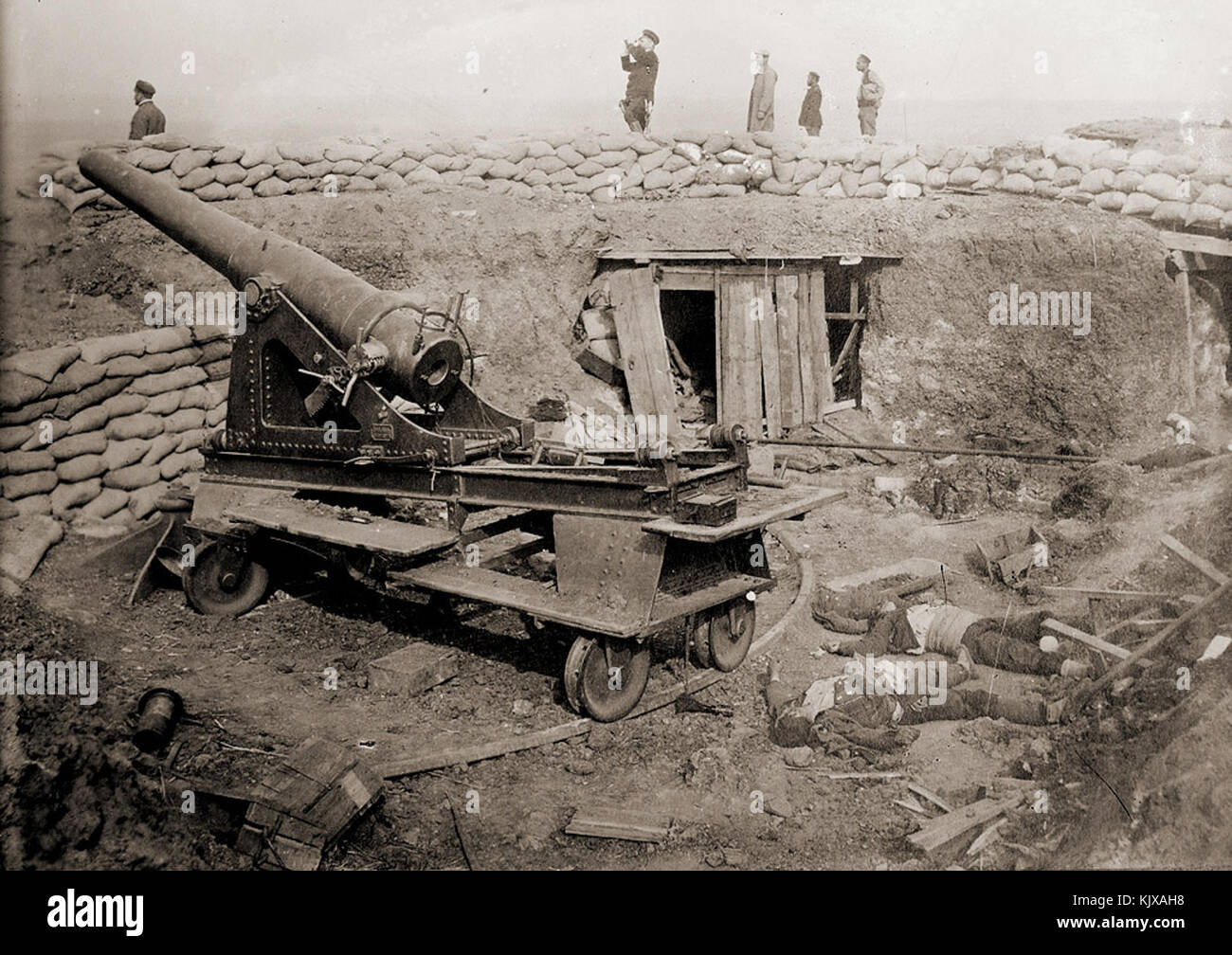 Conquered Ottoman artillery position in the fort of Ayvazbaba Stock ...