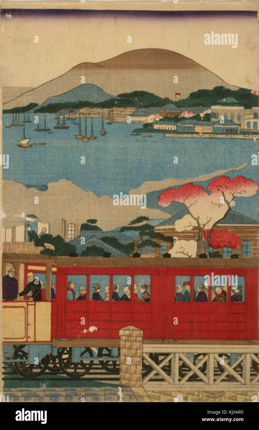 First steam train leaving Yokohama2 Stock Photo - Alamy