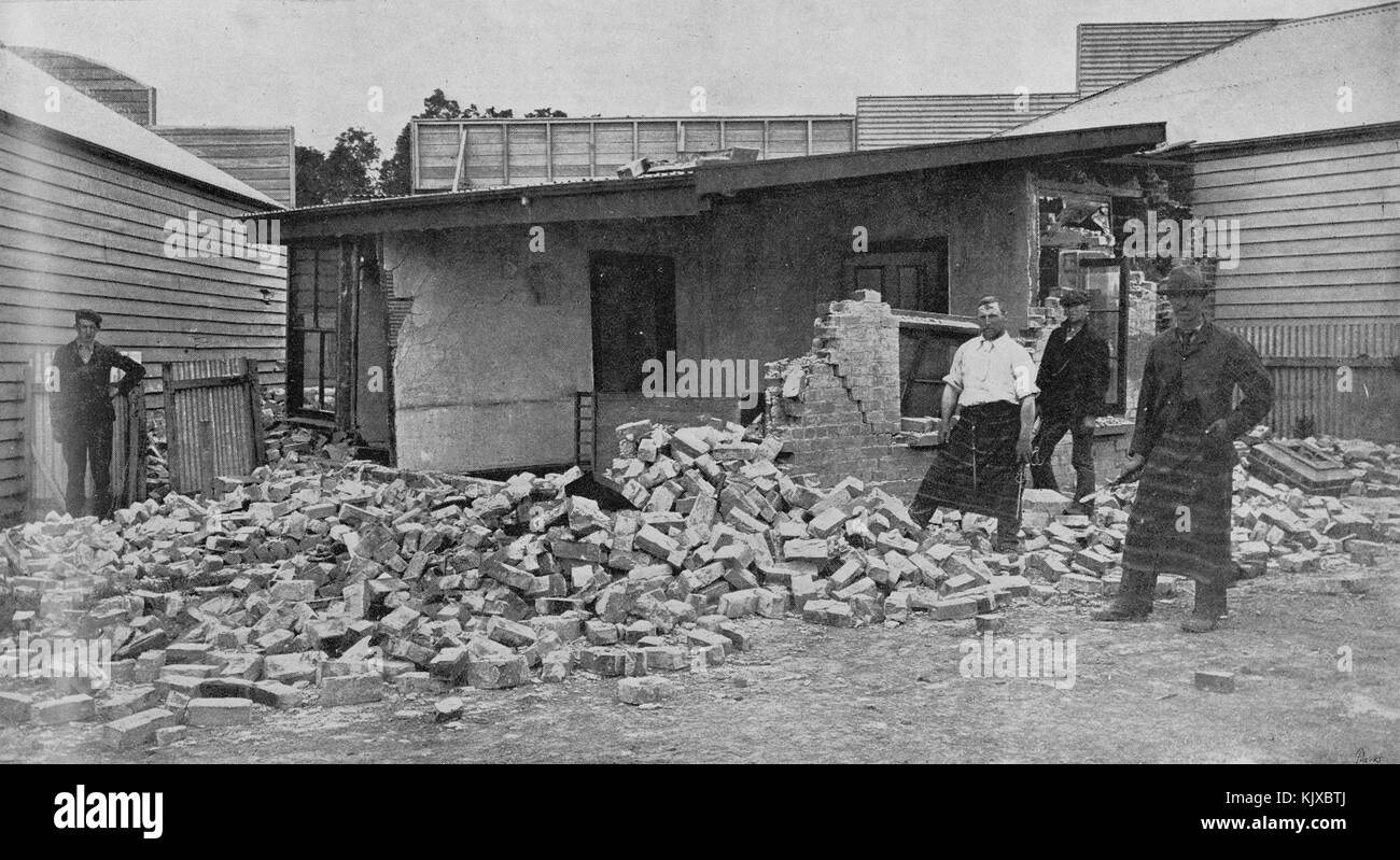 McTaggart's butcher shop after earthquake, Cheviot Stock Photo - Alamy