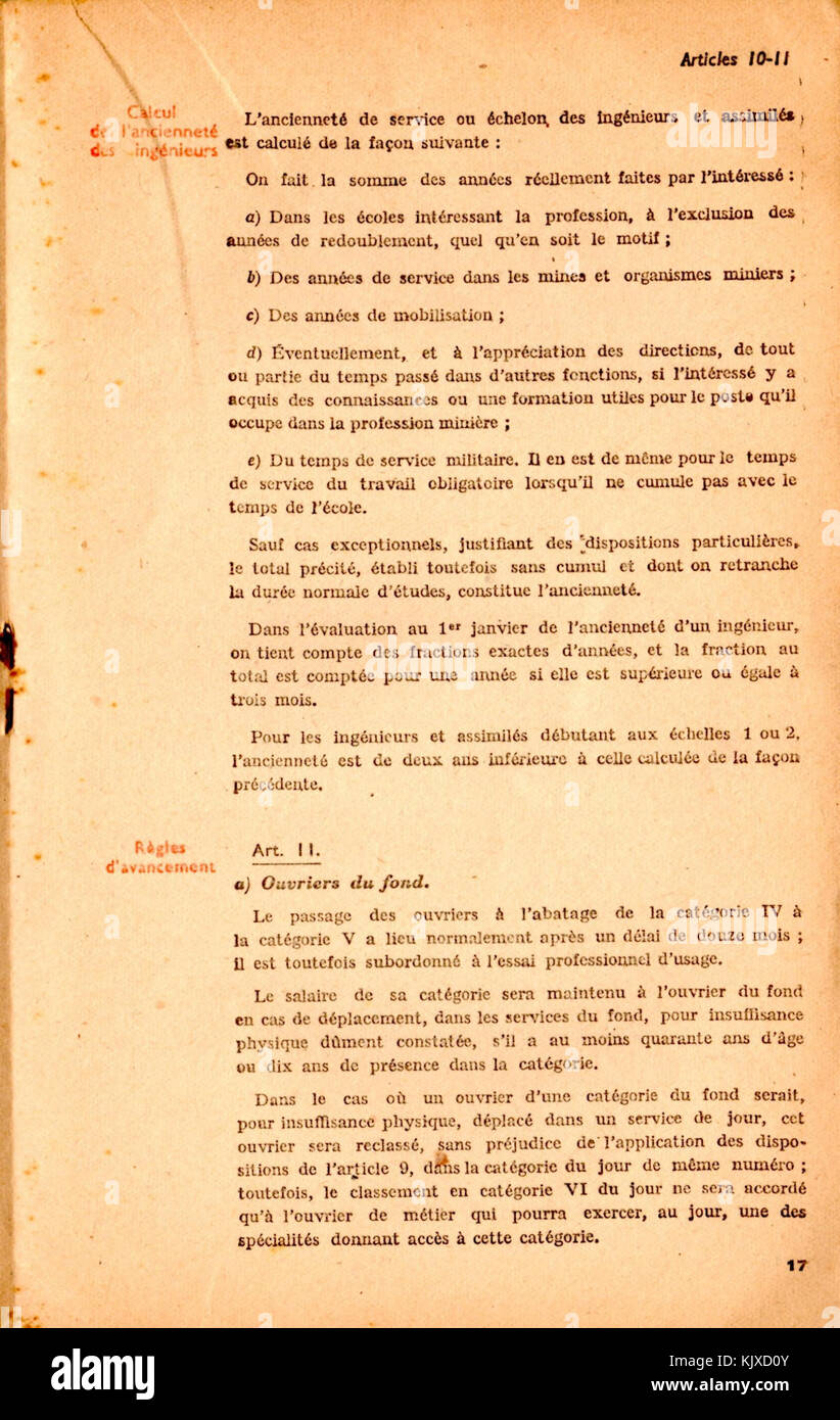 Statut du mineur (p17 Stock Photo - Alamy