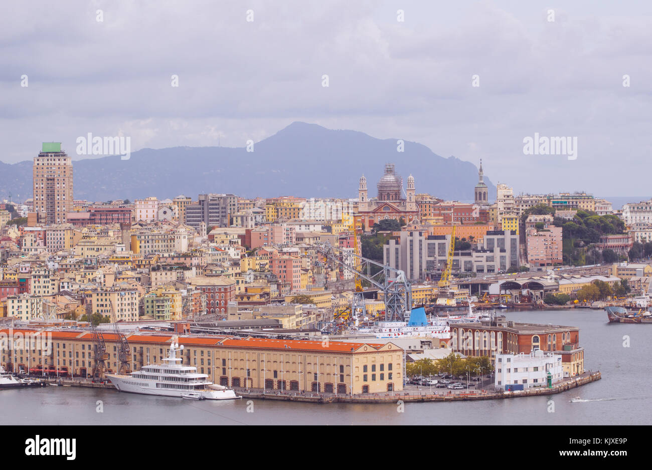 view of old port in Genoa the major Italian seaport on the ...