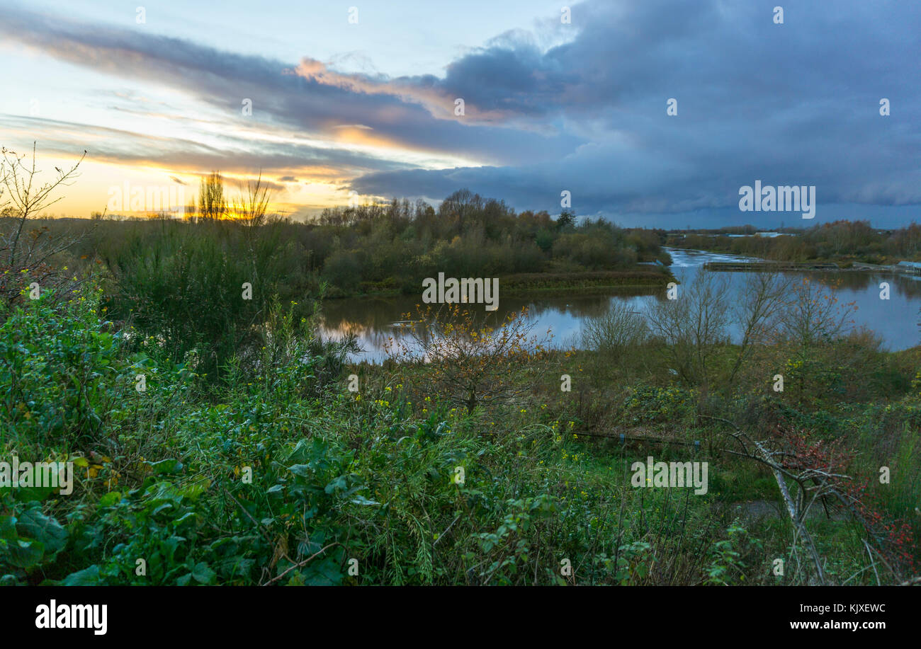 Sunset as viewed from an elevated position at Woolston Eyes in ...