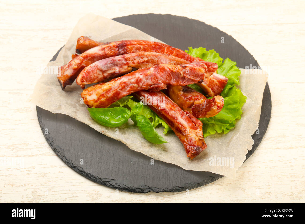 Smoked pork ribs snack Stock Photo - Alamy