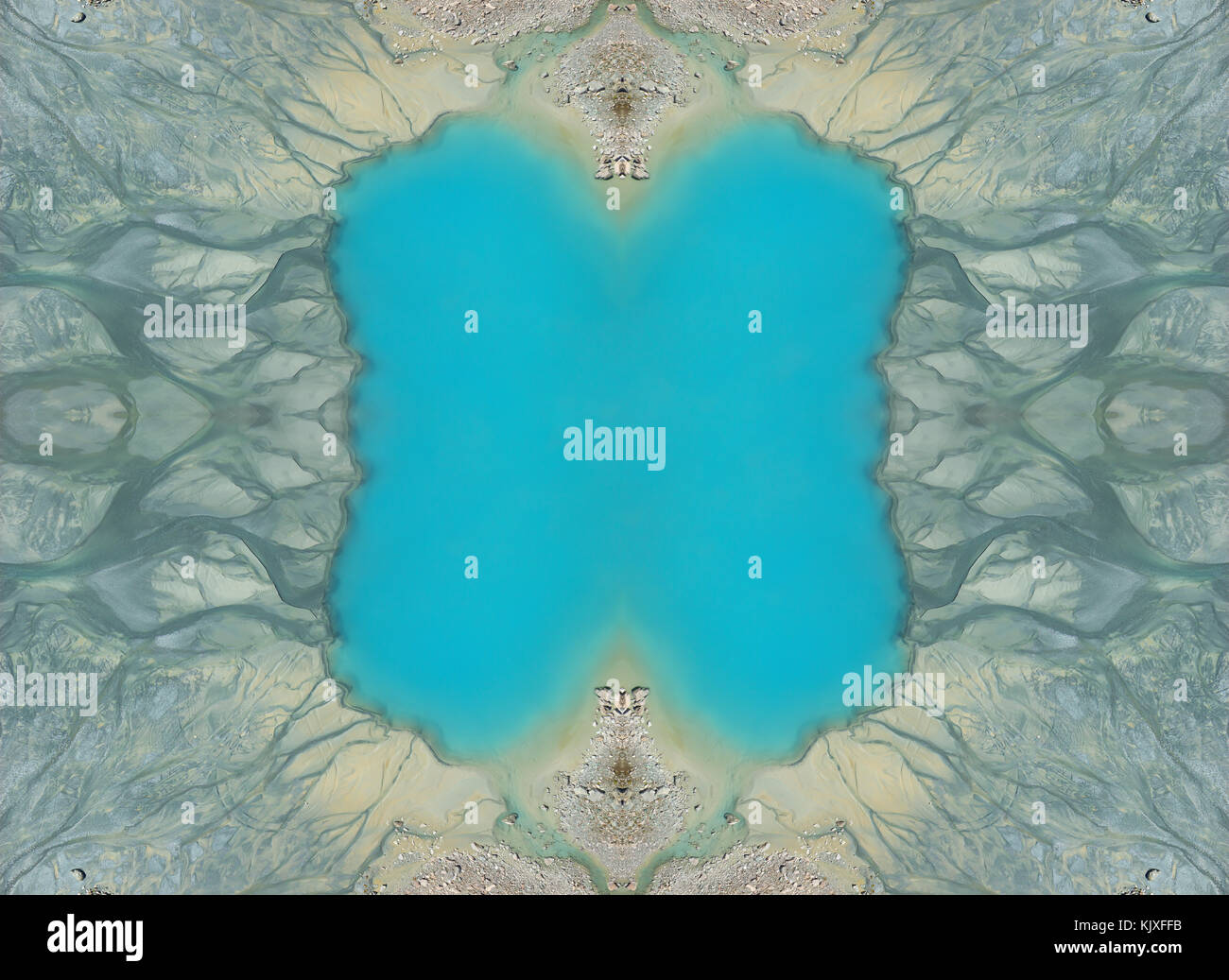 Top view Colorful and beautiful Blue lake in the middle of a mountain ...