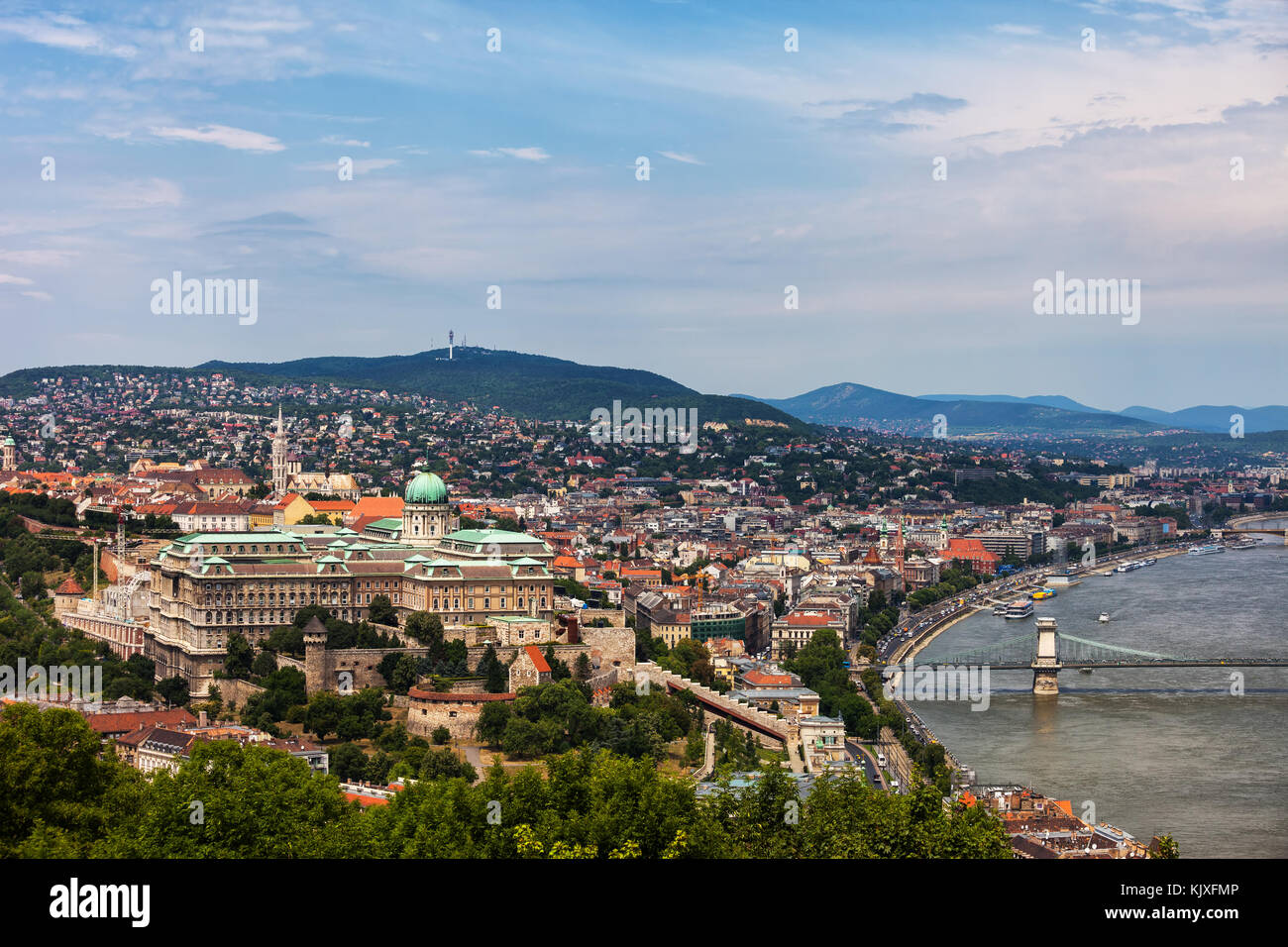 Budapest, capital city cityscape with Buda Castle, Hungary Stock Photo ...