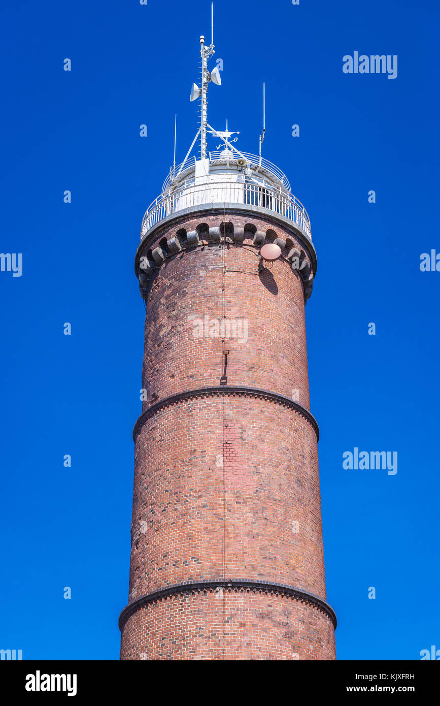 Close up on Baltic Sea lighthouse in Jaroslawiec village in West ...
