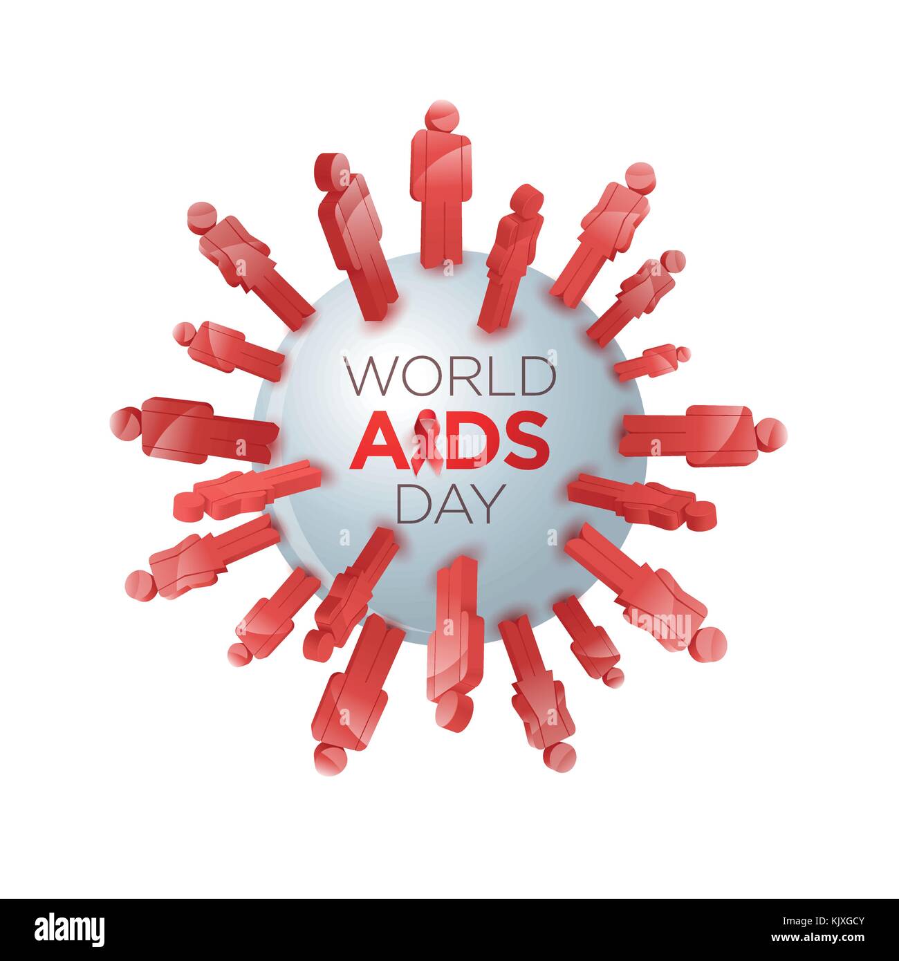 World AIDS Awareness Day. People are on the globe. Togetherness concept ...