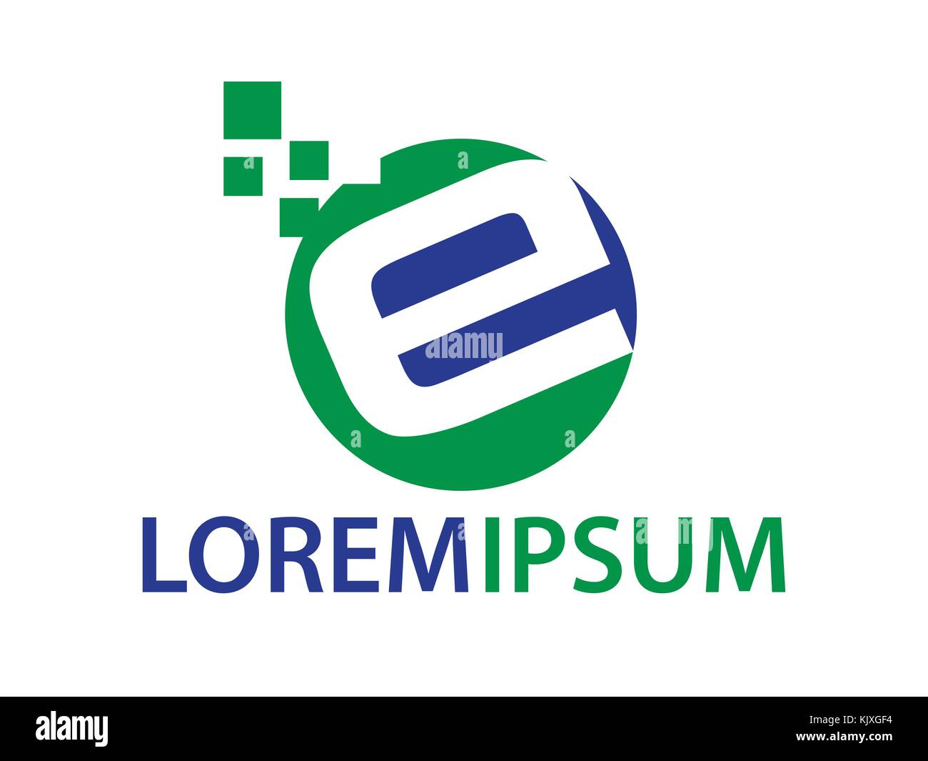 letter e sign with small tech square, sign design, isolated on white ...