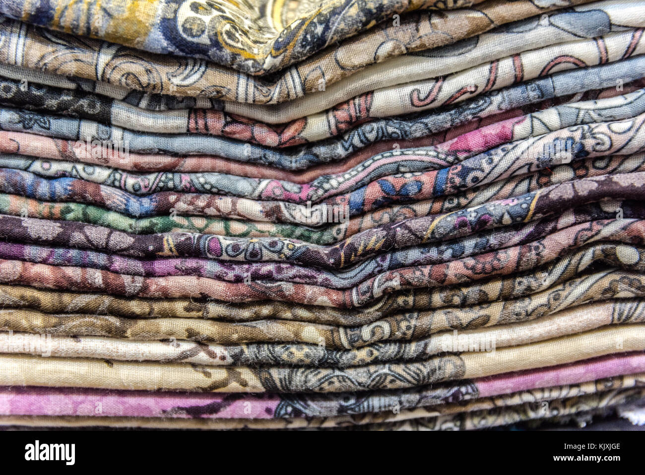 Traditional colorful silk ,cashmere head scarves or shawls and fabrics ...