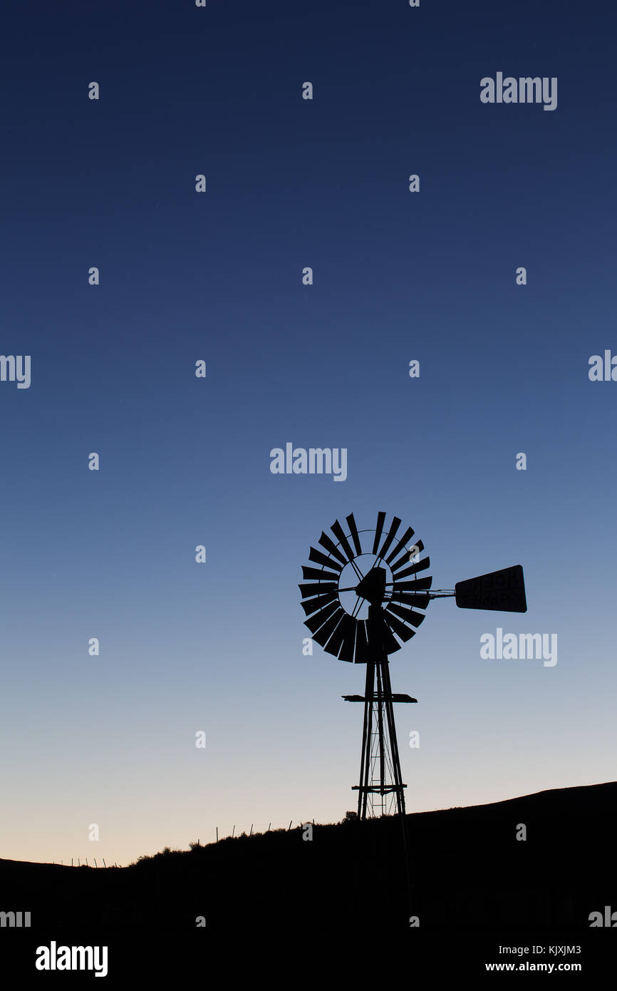 Windmill / Windpomp at dusk in the Tankwa Karoo of South Africa Stock ...