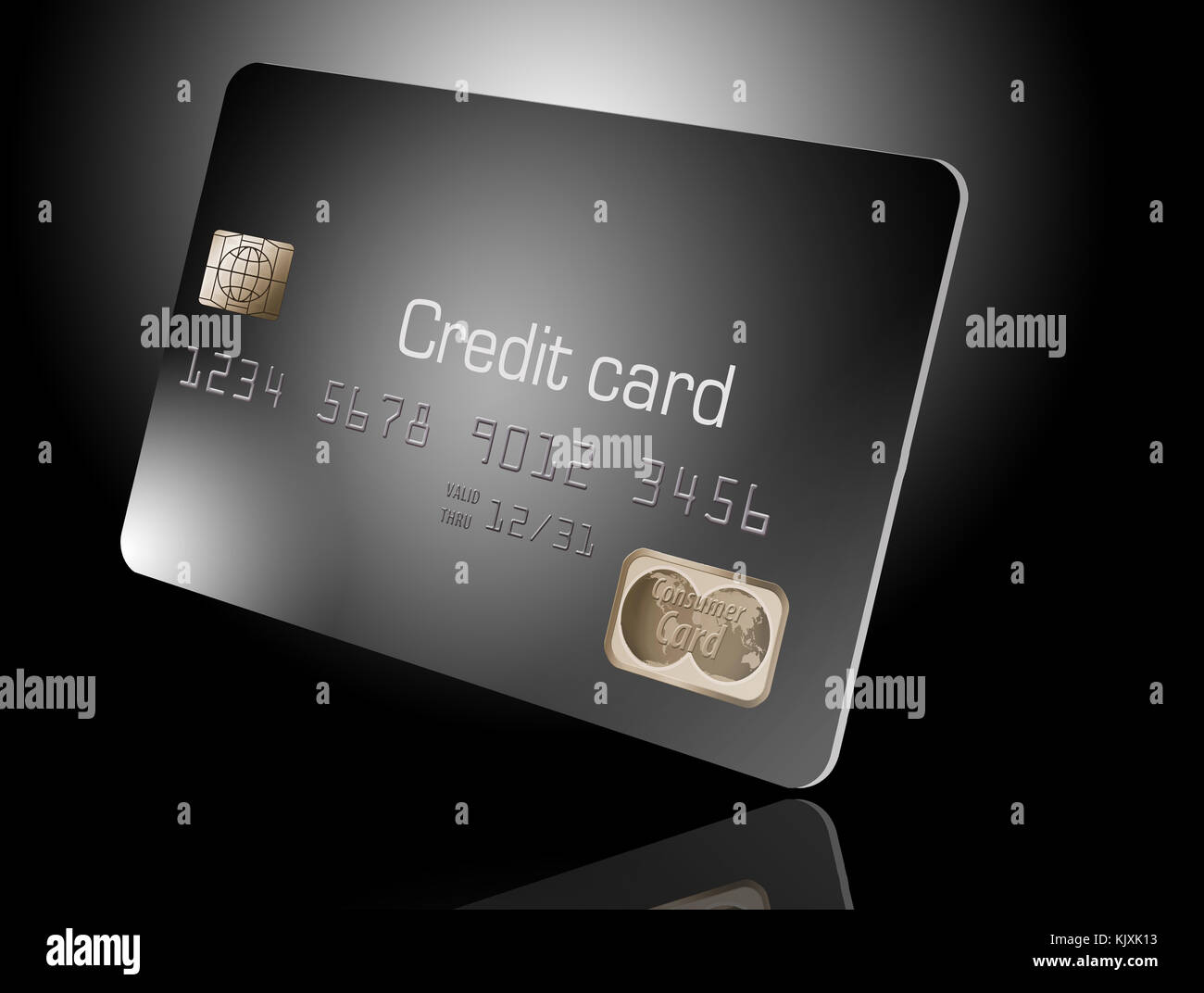 Electronic circuit patterns decorate this credit card illustrating ...